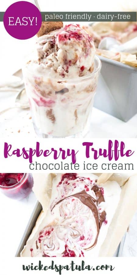 Raspberry Chocolate Truffle Ice Cream Recipe (dairy free + paleo friendly)
